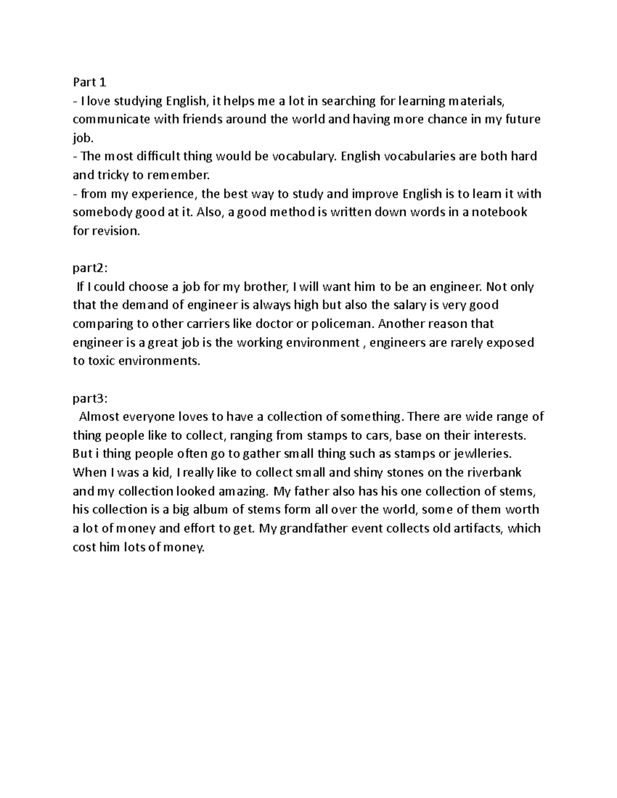 18 - ... - Part 1 I love studying English, it helps me a lot in ...