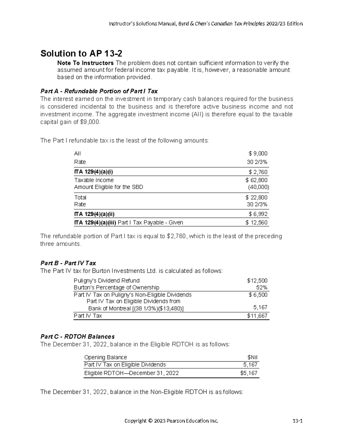 Ch 13 Textbook Solution - Solution to AP 13- Note To Instructors The ...