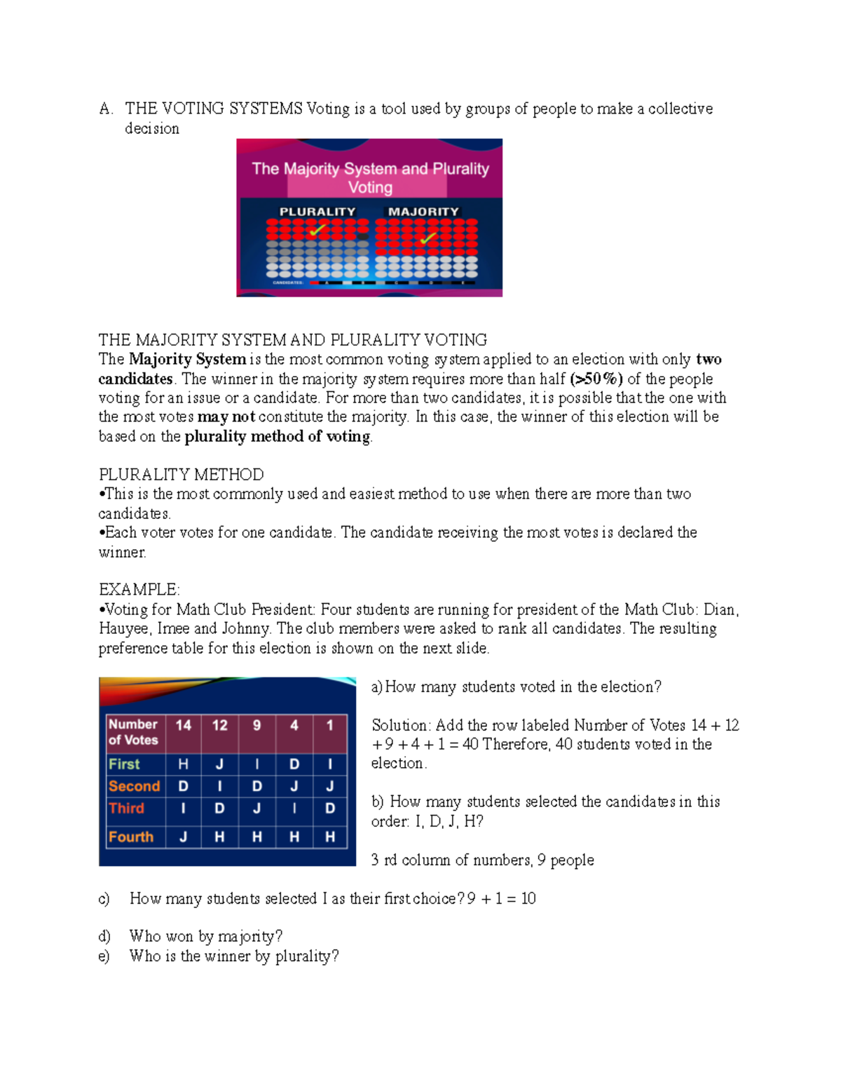 M5 Voting and Apportionment - A. THE VOTING SYSTEMS Voting is a tool ...