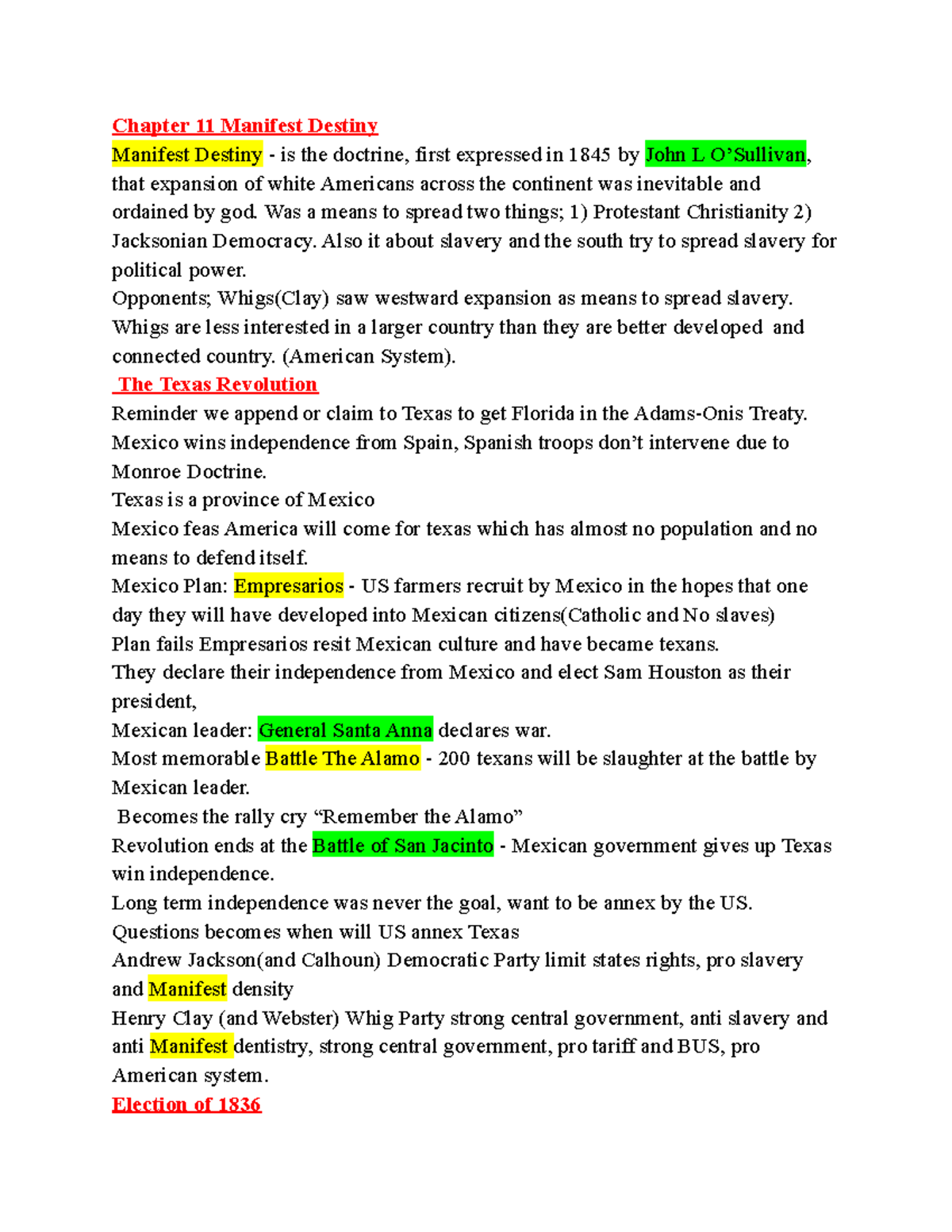 Chapter 11 Manifest Destiny - Chapter 11 Manifest Destiny Manifest ...