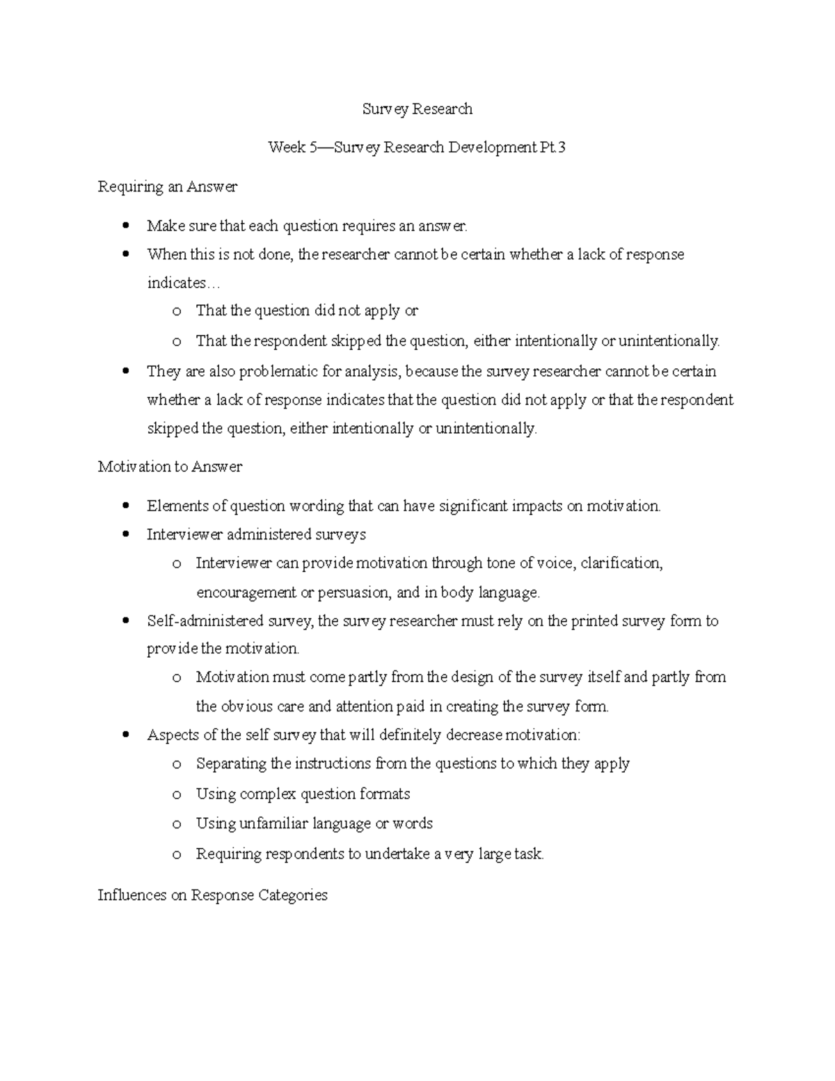 Week 5 Survey Development Pt 3 Lecture Notes Survey Research Week 5—survey Research