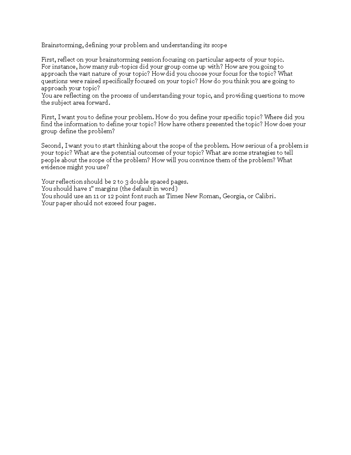 Problem and scope - assingment - Brainstorming, defining your problem ...