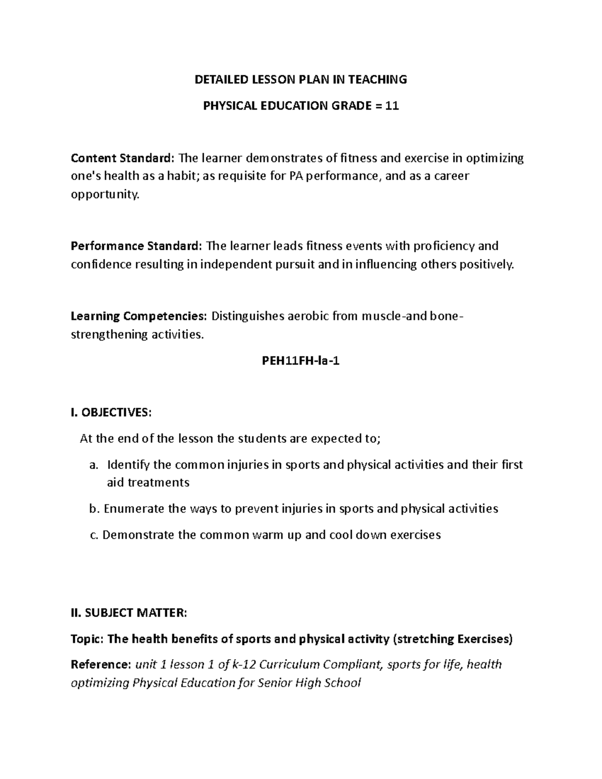 Lesson-Plan-monday 121212 - DETAILED LESSON PLAN IN TEACHING PHYSICAL ...
