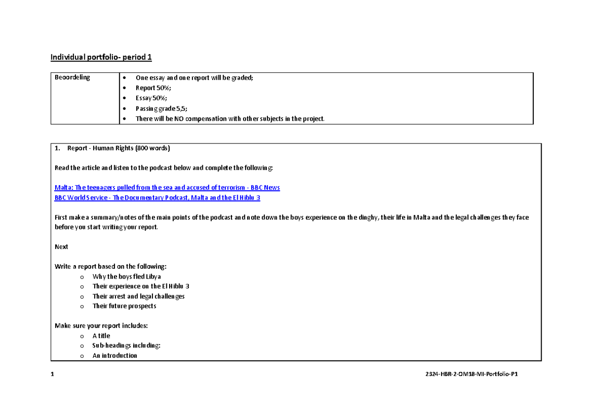 2324-HBR-2-OM18-MI-Portfolio- P1 - Individual portfolio- period 1 ...