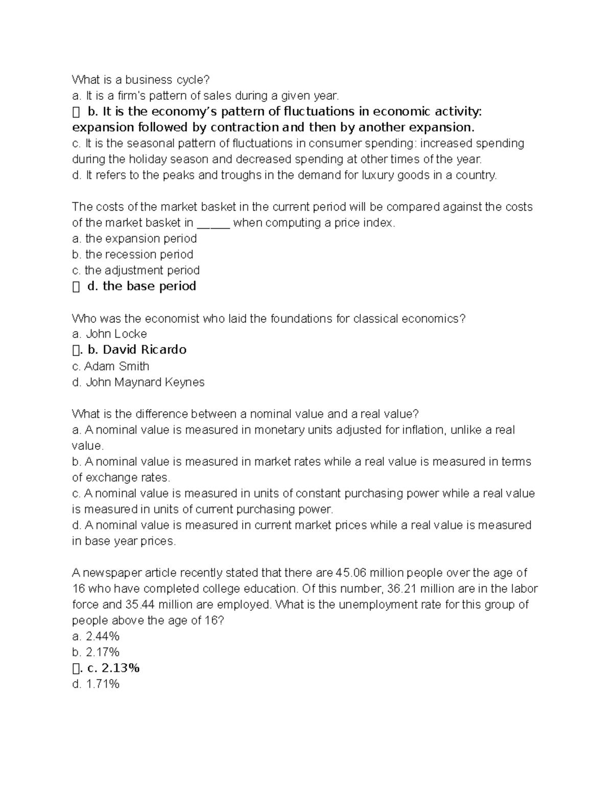 Self-Quiz Unit 2 Macroeconomics BUS 1104 - 2201 - What is a business ...