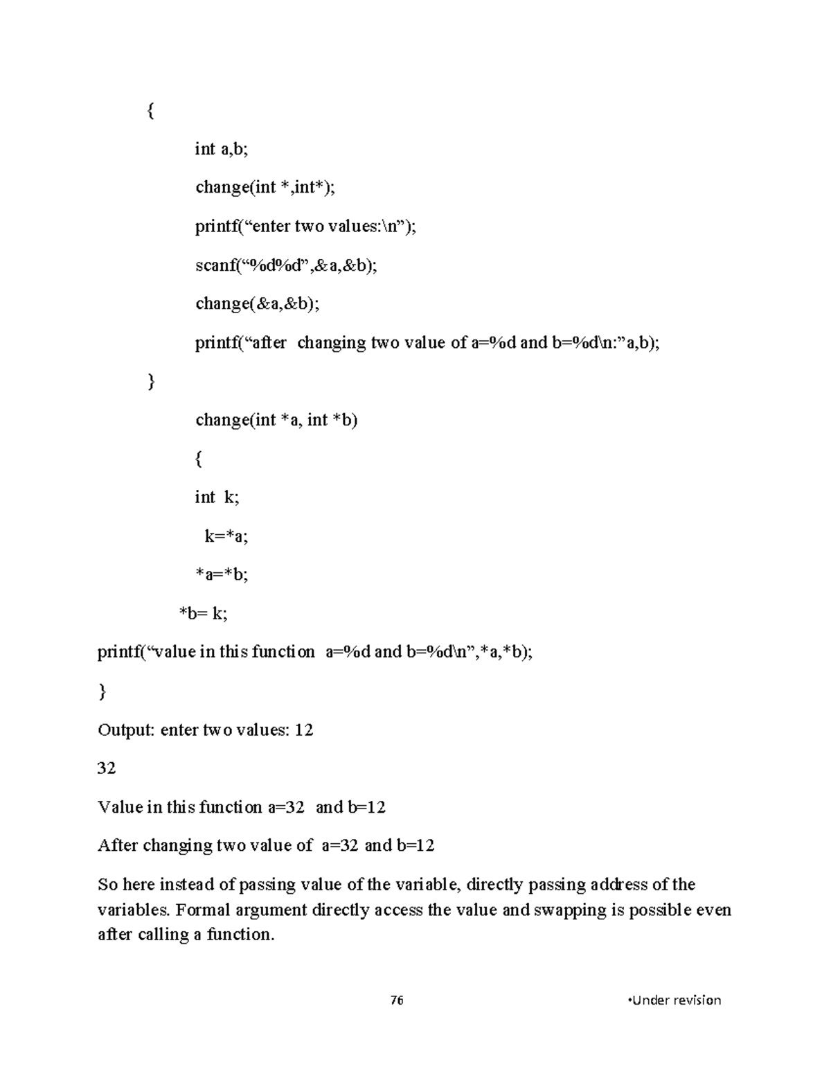 C programming-6 - Notes for C Programming - { int a,b; change(int ,int ...