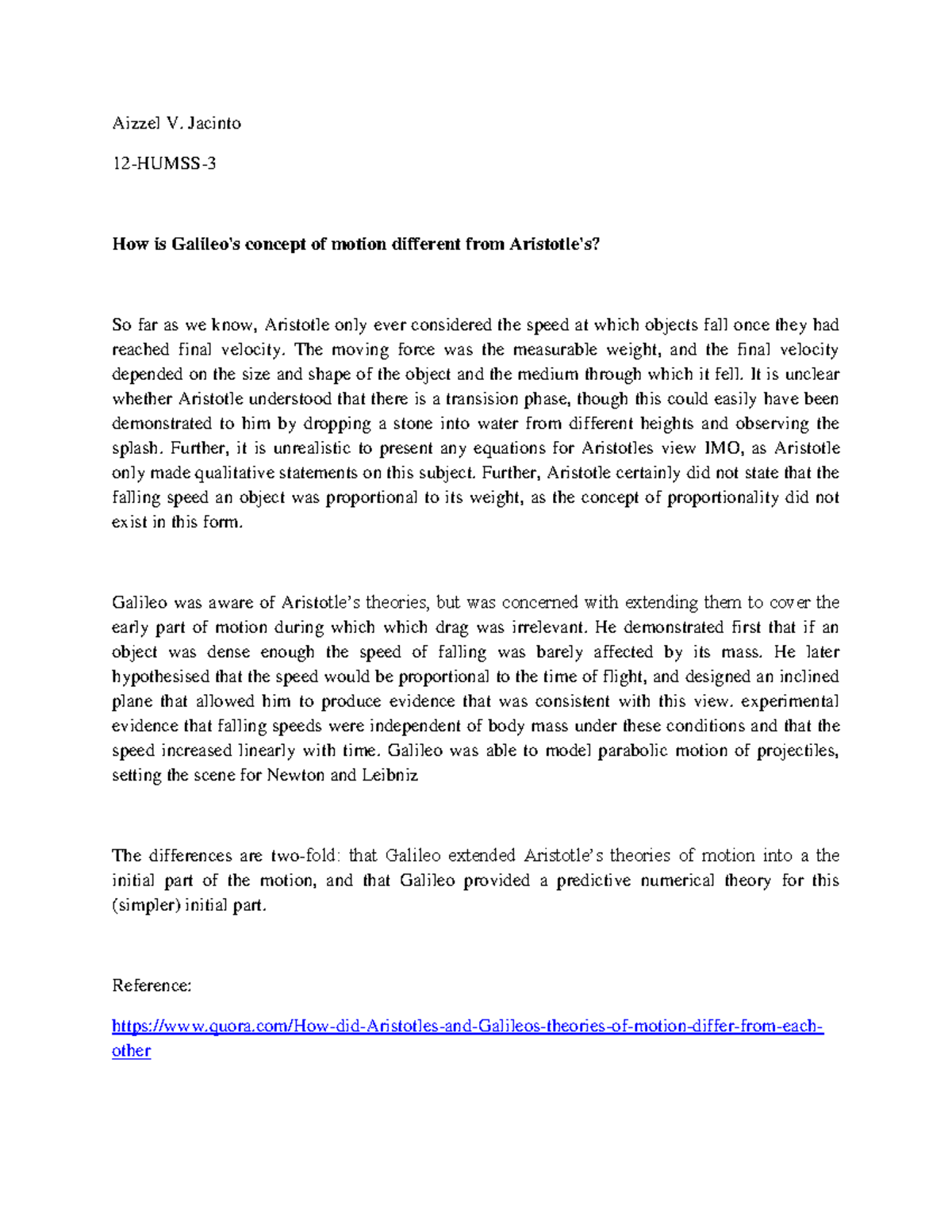 Module 12 Assignment - Aizzel V. Jacinto 12-HUMSS- How is Galileo's ...