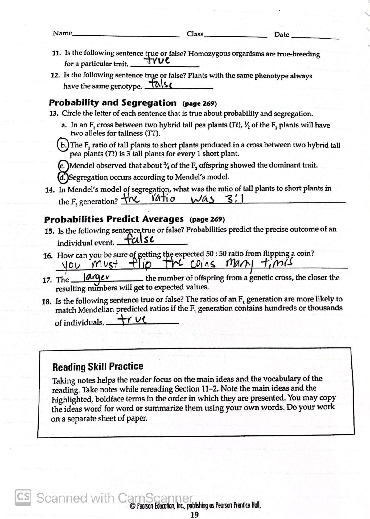 11-2 Probability and Punnet Squares WKST PT. 2 - Studocu
