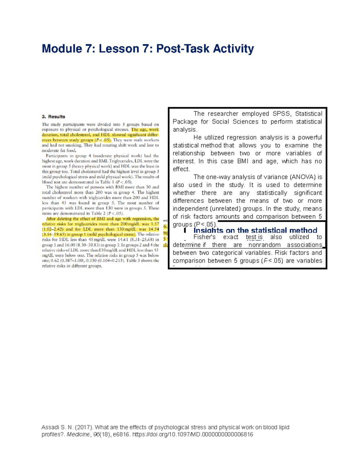 Module 7 Lesson 7 Post-Task Activity - Module 7: Lesson 7: Post-Task ...