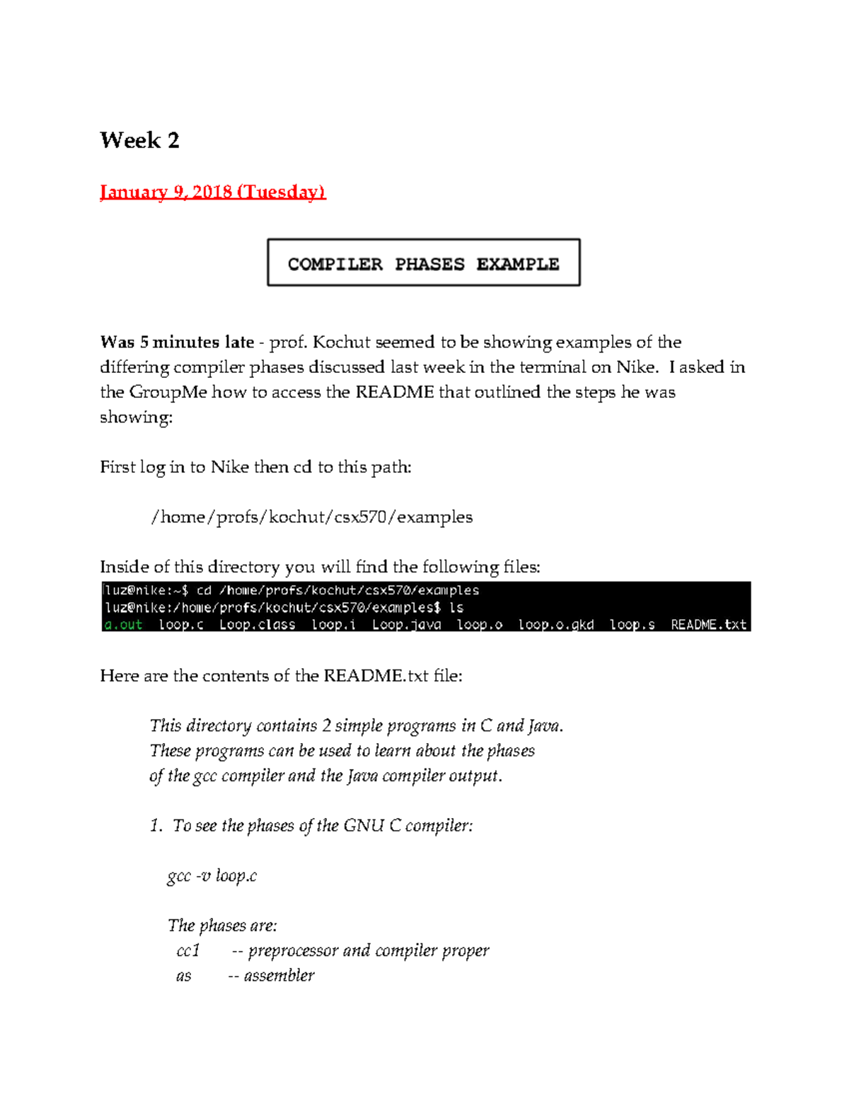 CSCI 4570 - Compilers [Week 2] - Week 2 January 9, 2018 (Tuesday) Compiler Phases Example - Studocu