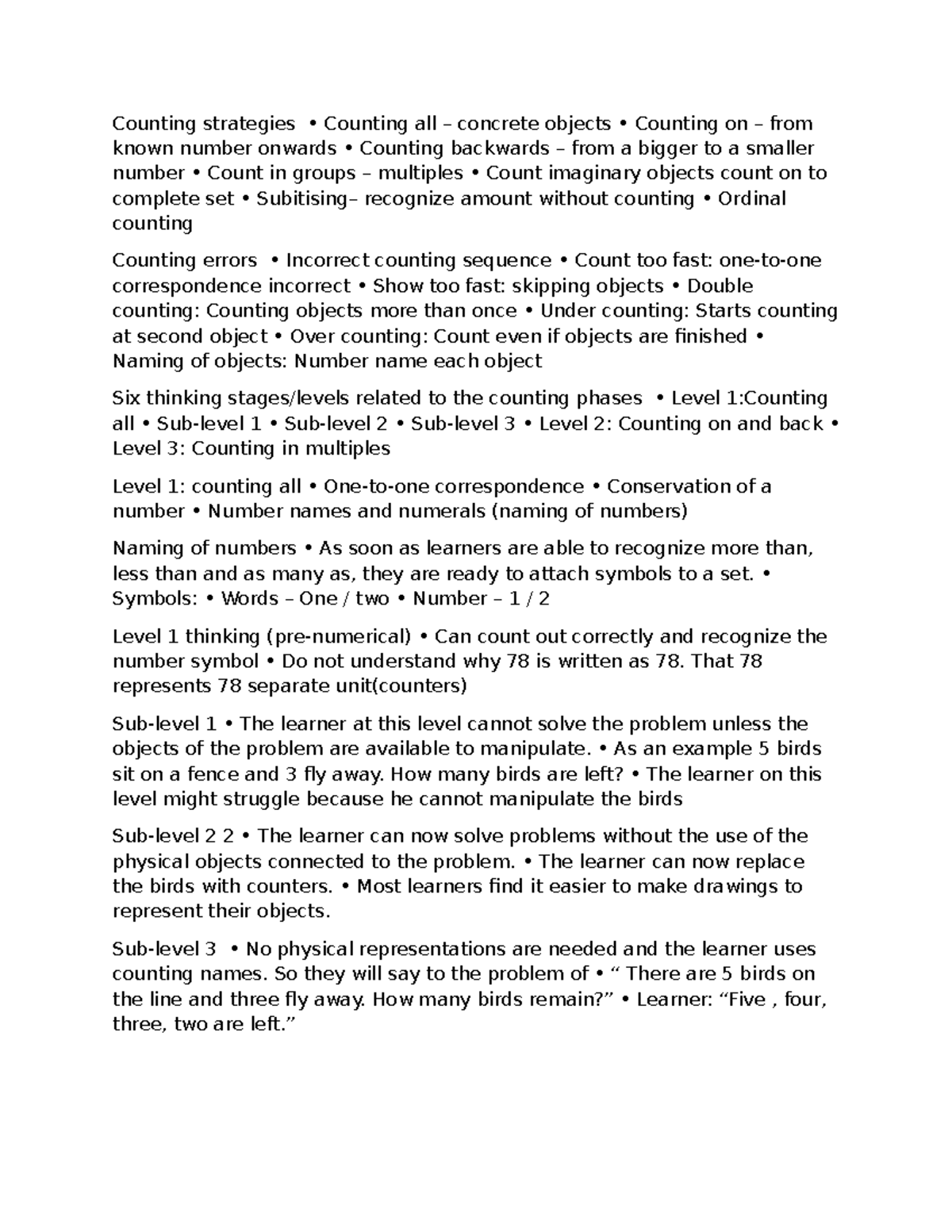 Counting strategies - Study notes - Counting strategies • Counting all ...