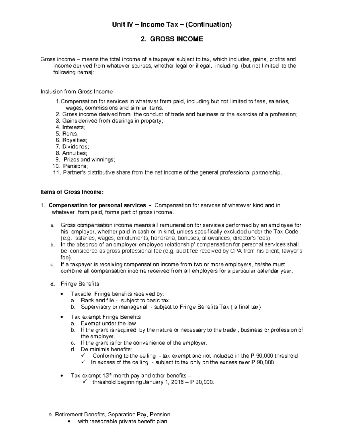 Gross-Income - Gross income on taxation - Unit IV – Income Tax ...
