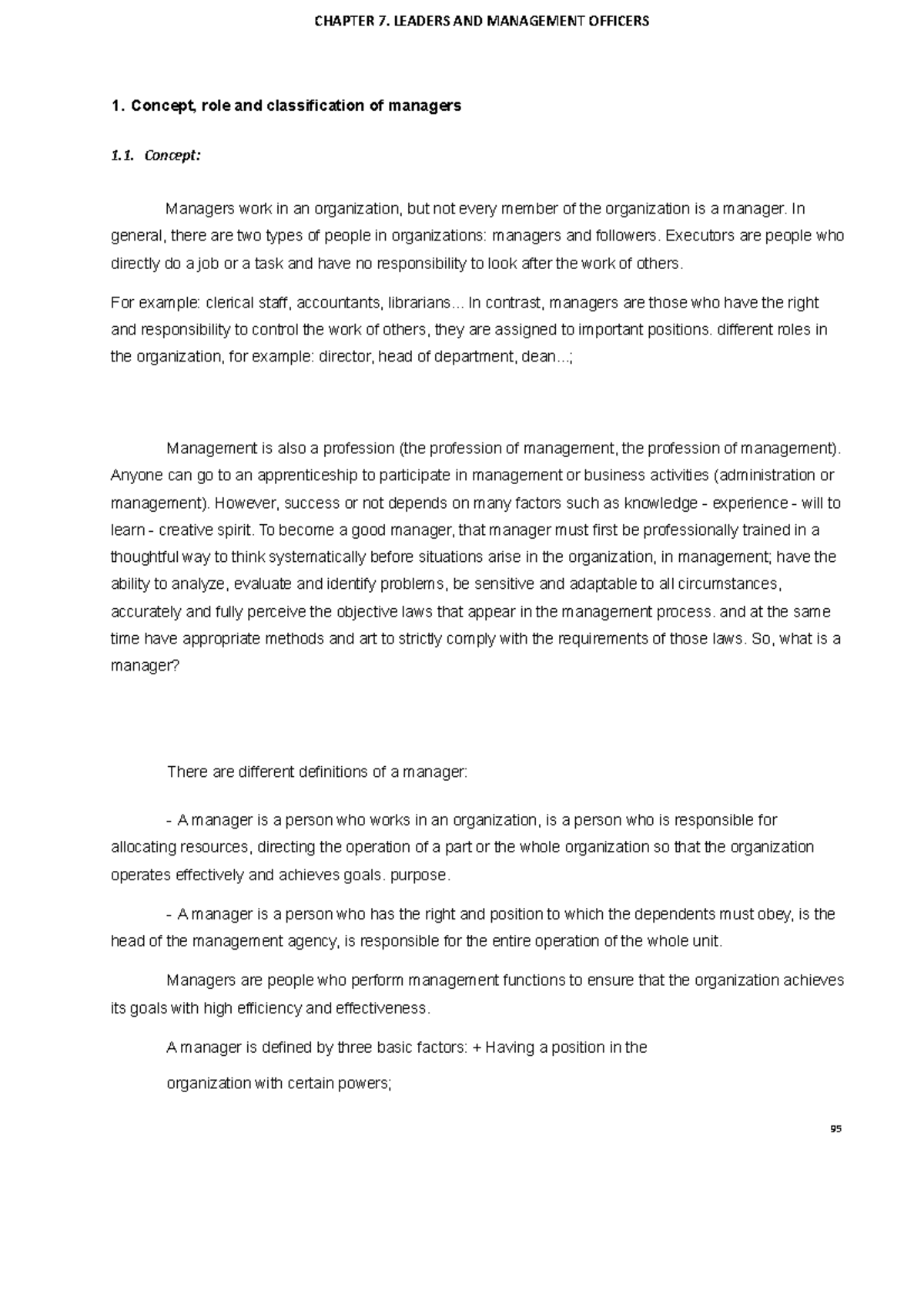 Note 19 - lecture - CHAPTER 7. LEADERS AND MANAGEMENT OFFICERS Concept ...