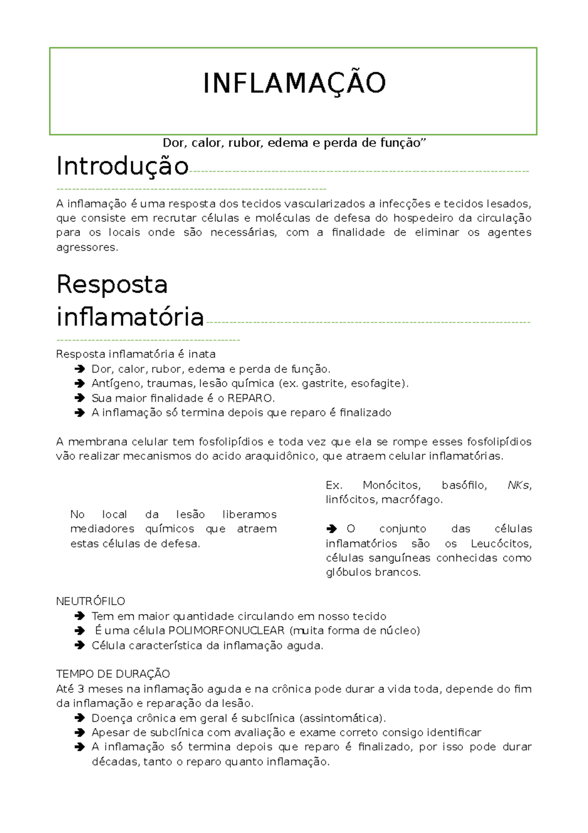 Calor Rubor Edema E Dor - RETOEDU