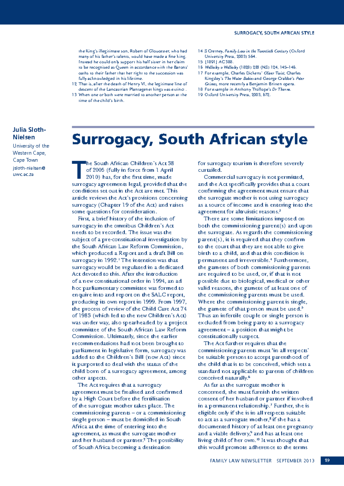 Sloth-Nielsen Surrogacy South African Style 2013 - FAMILY LAW ...