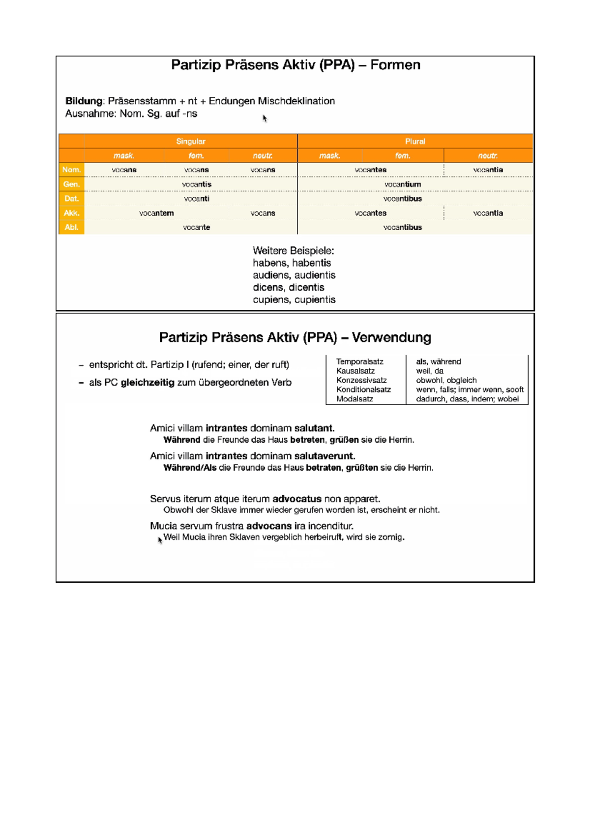 Partizip Präsens Aktiv (PPA) - Grundkurs Latein I - Studocu