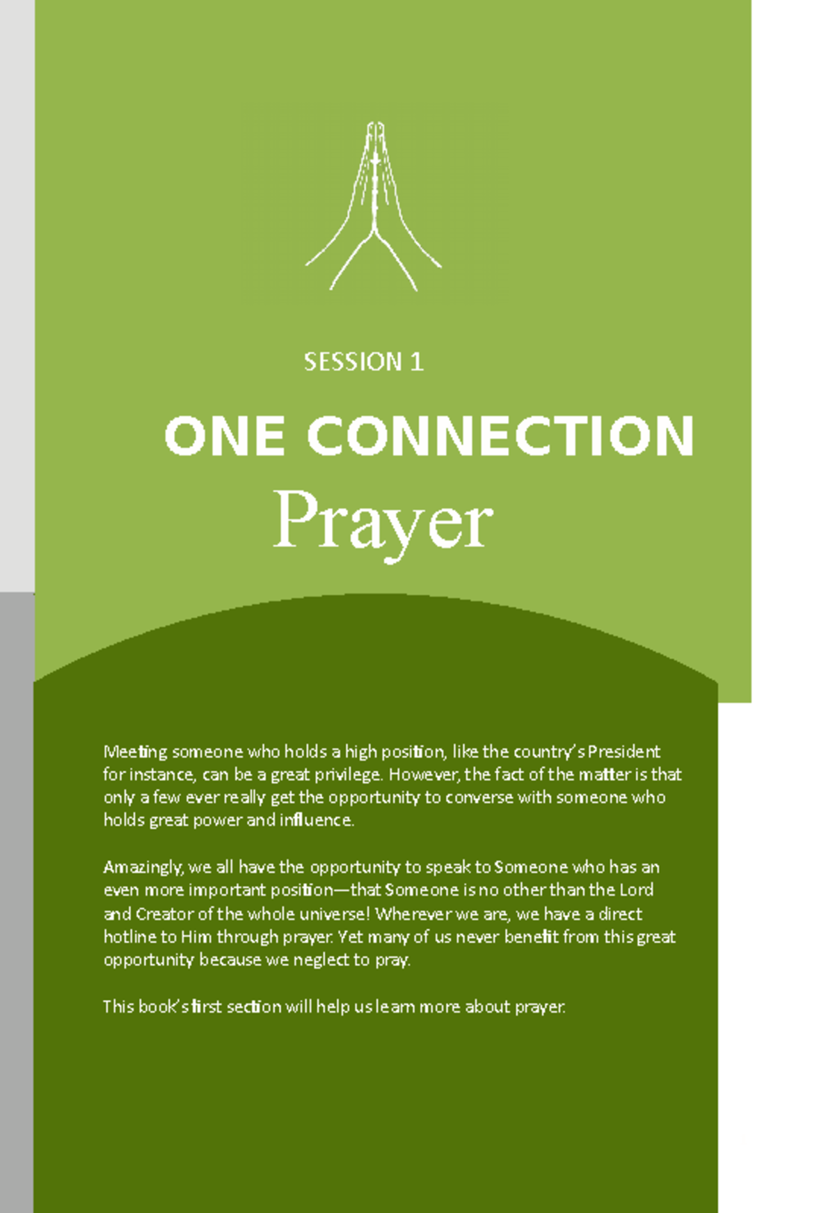 GLC1-Book2Session 1-Elevate - SESSION 1 ONE CONNECTION Prayer Meeting ...