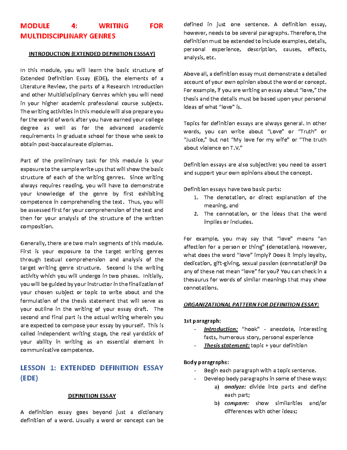 Module 4-EXPOSITORY WRITING - MODULE 4: WRITING FOR MULTIDISCIPLINARY ...