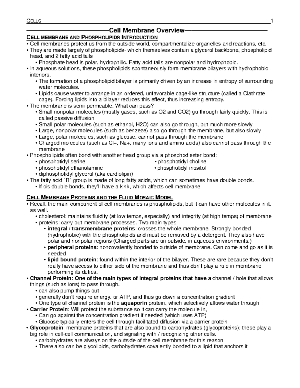 B⁄B (2 - Cells) [controlled docx] - —————————————Cell Membrane Overview ...