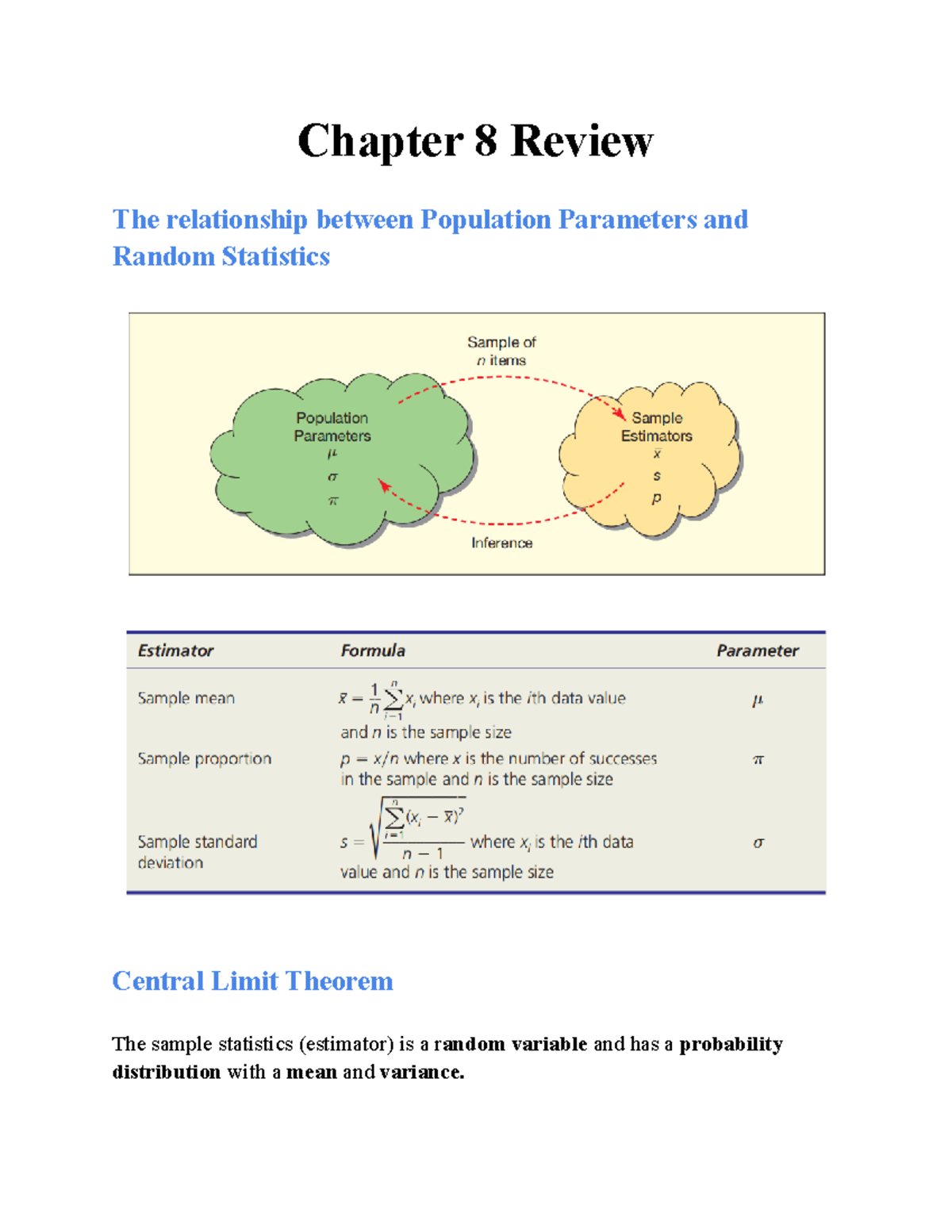 Note SS4 - note session 4 - Chapter 8 Review The relationship between ...