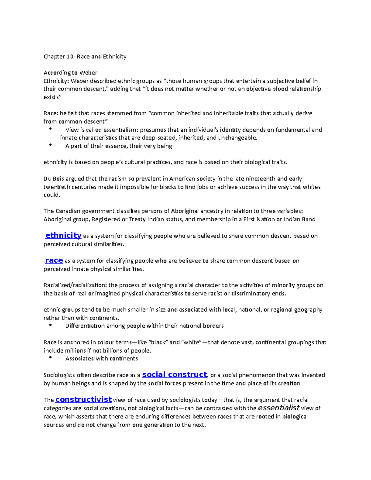 SOC 101 Chapter 10 on Textbook - Chapter 10- Race and Ethnicity ...