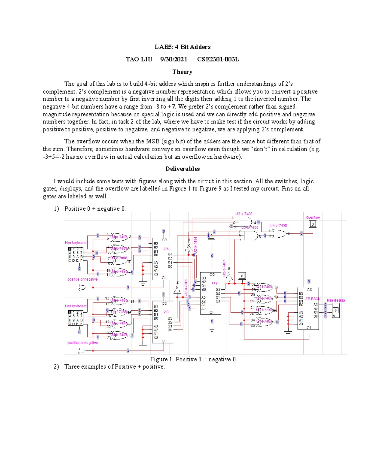 CSE LAB5 code conversion - LAB5: 4 Bit Adders TAO LIU 9/30/2021 CSE2301 ...