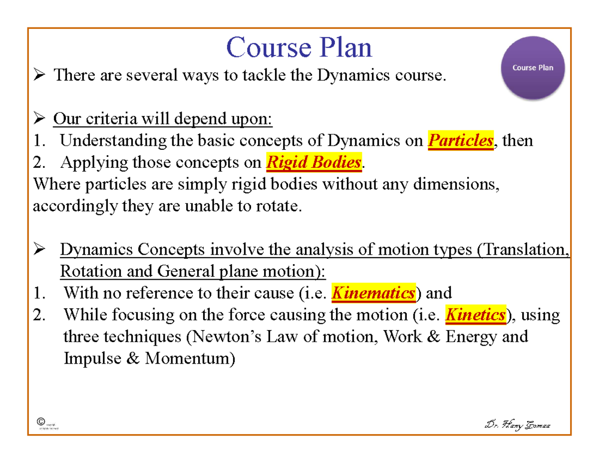 Course Plan - Dr. Hany Gomaa There are several ways to tackle the ...
