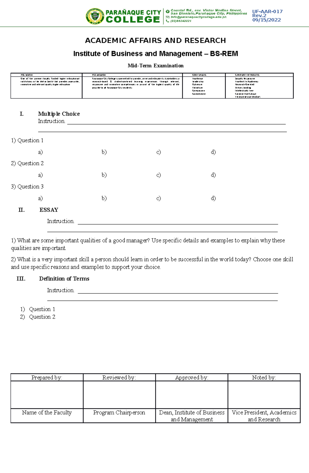 UF-AAR-017-Major-Exam-Template - ACADEMIC AFFAIRS AND RESEARCH ...