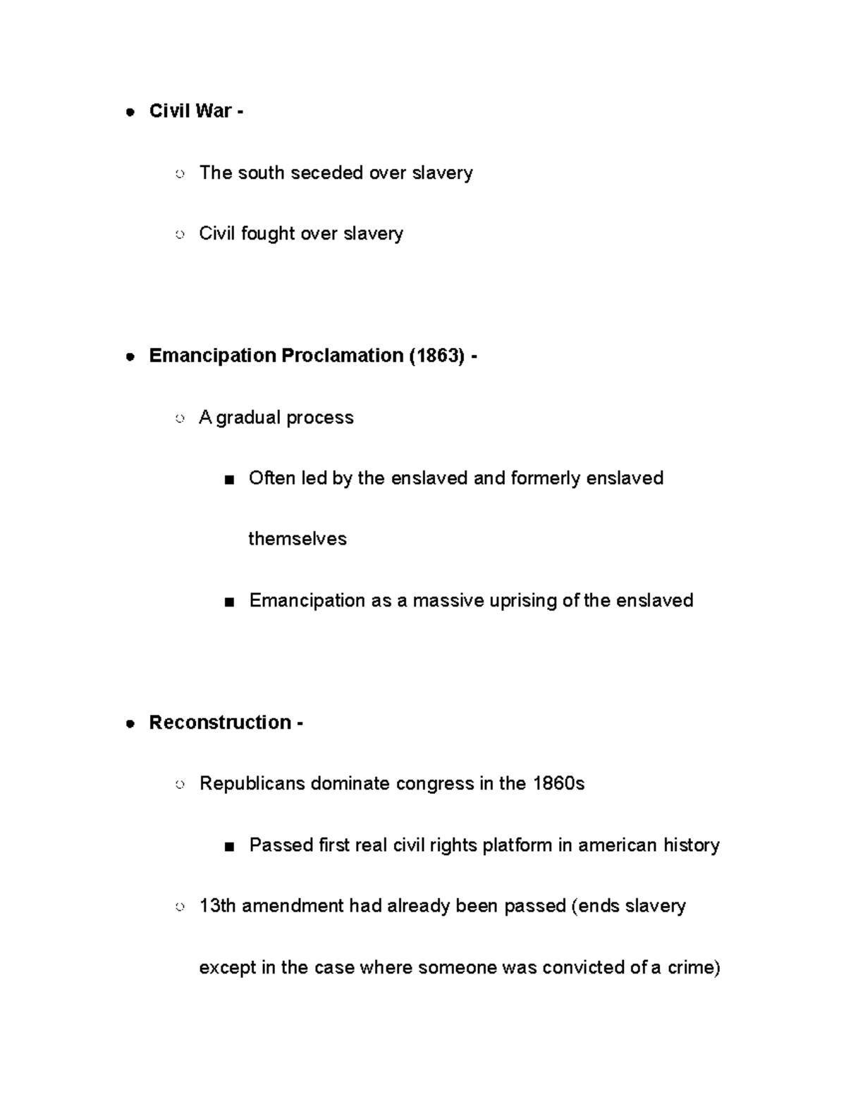 The United States Since 1877 (Reconstruction) - Civil War - The south ...