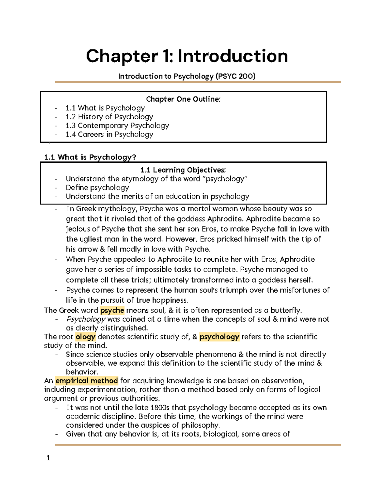 Introduction in Psychology- Chapter 1 Introduction - Chapter 1 ...