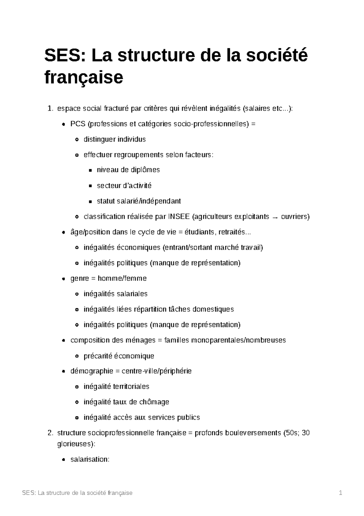 SES - Structure société française - SES: La structure de la société ...