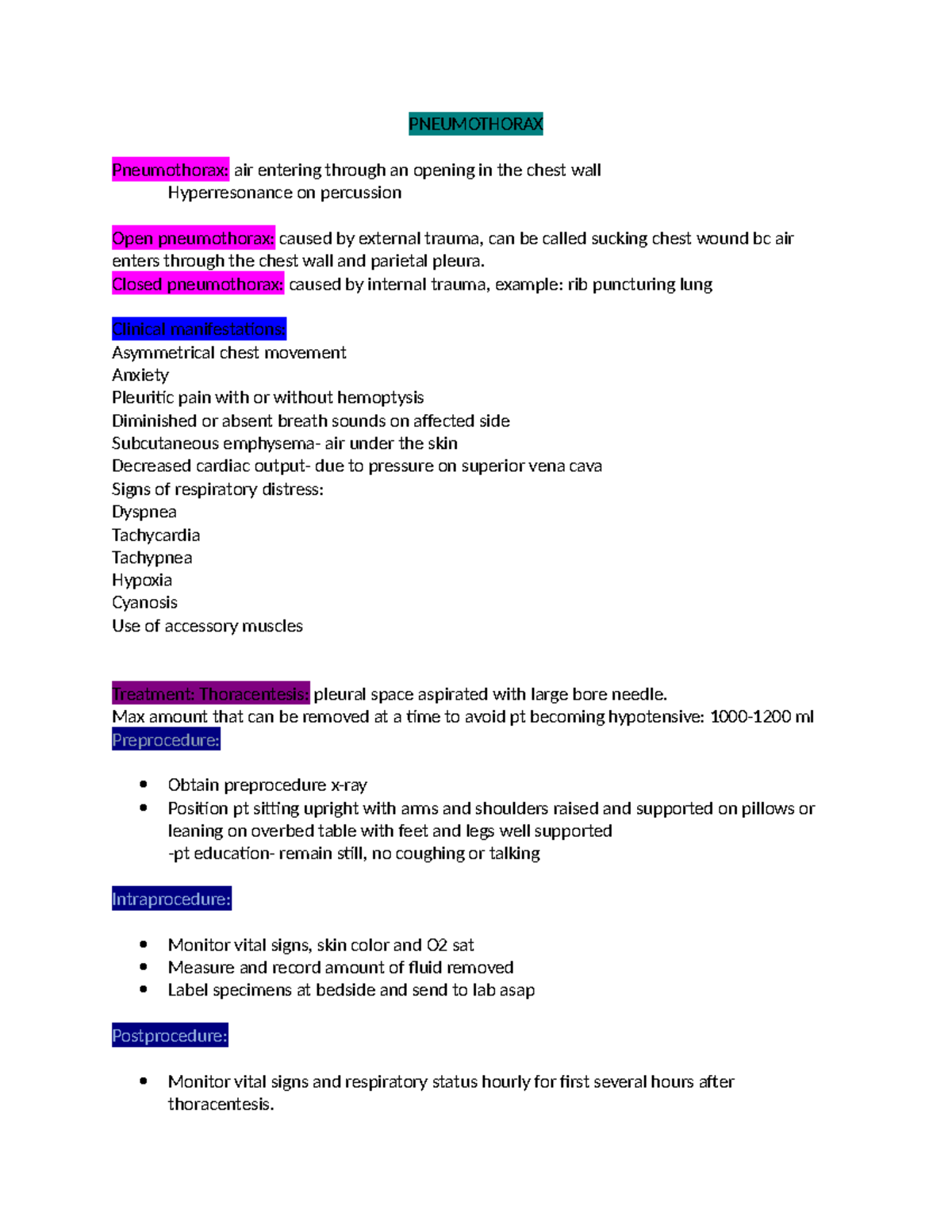 Pneumothorax - PNEUMOTHORAX Pneumothorax: air entering through an ...