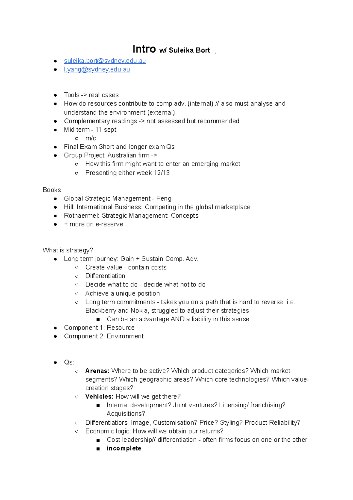 W1 IBUS2101 - Lecture notes 1 - Intro w/ Suleika Bort suleika@sydney ...