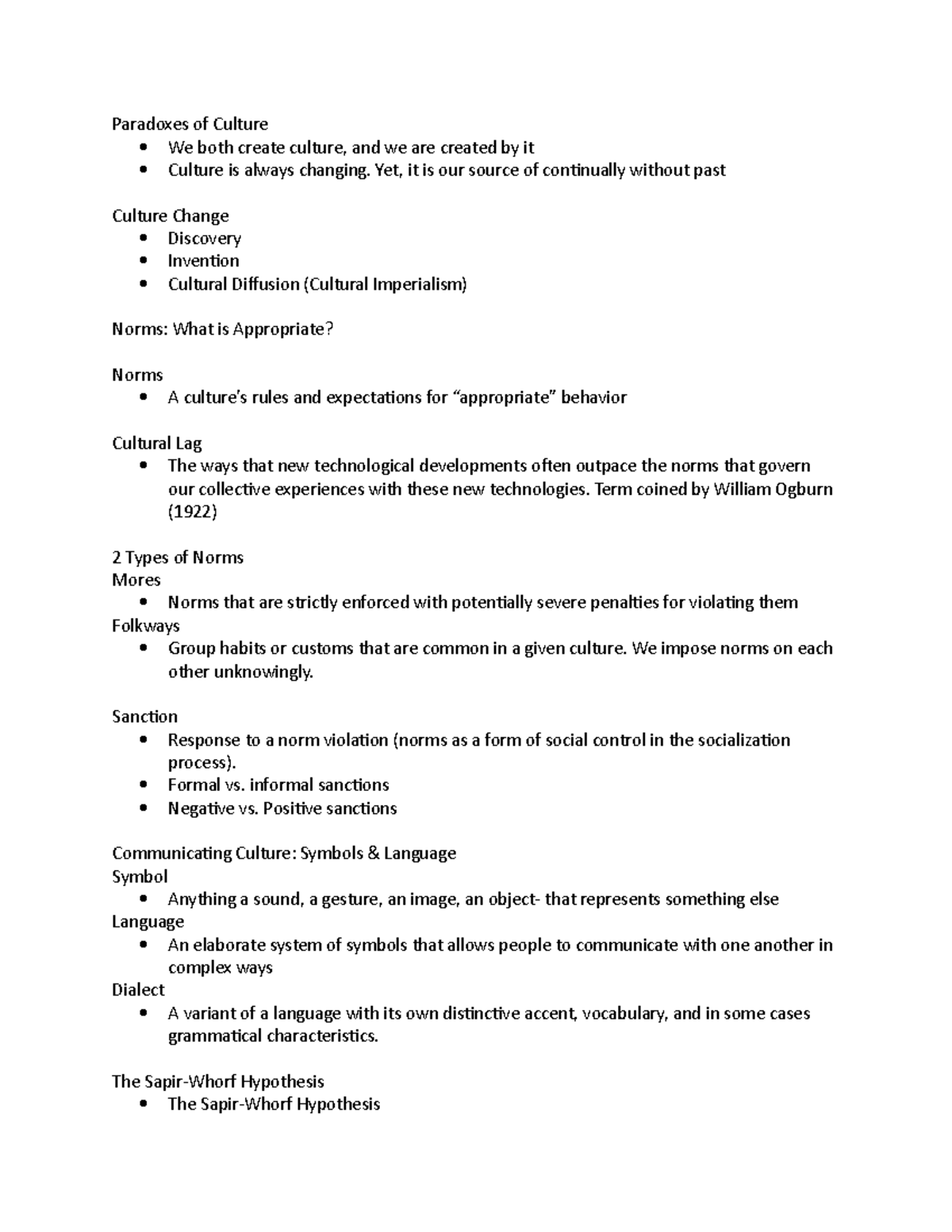 Soc 101 Part 11 - Professor: Russell Castro - Paradoxes of Culture We ...