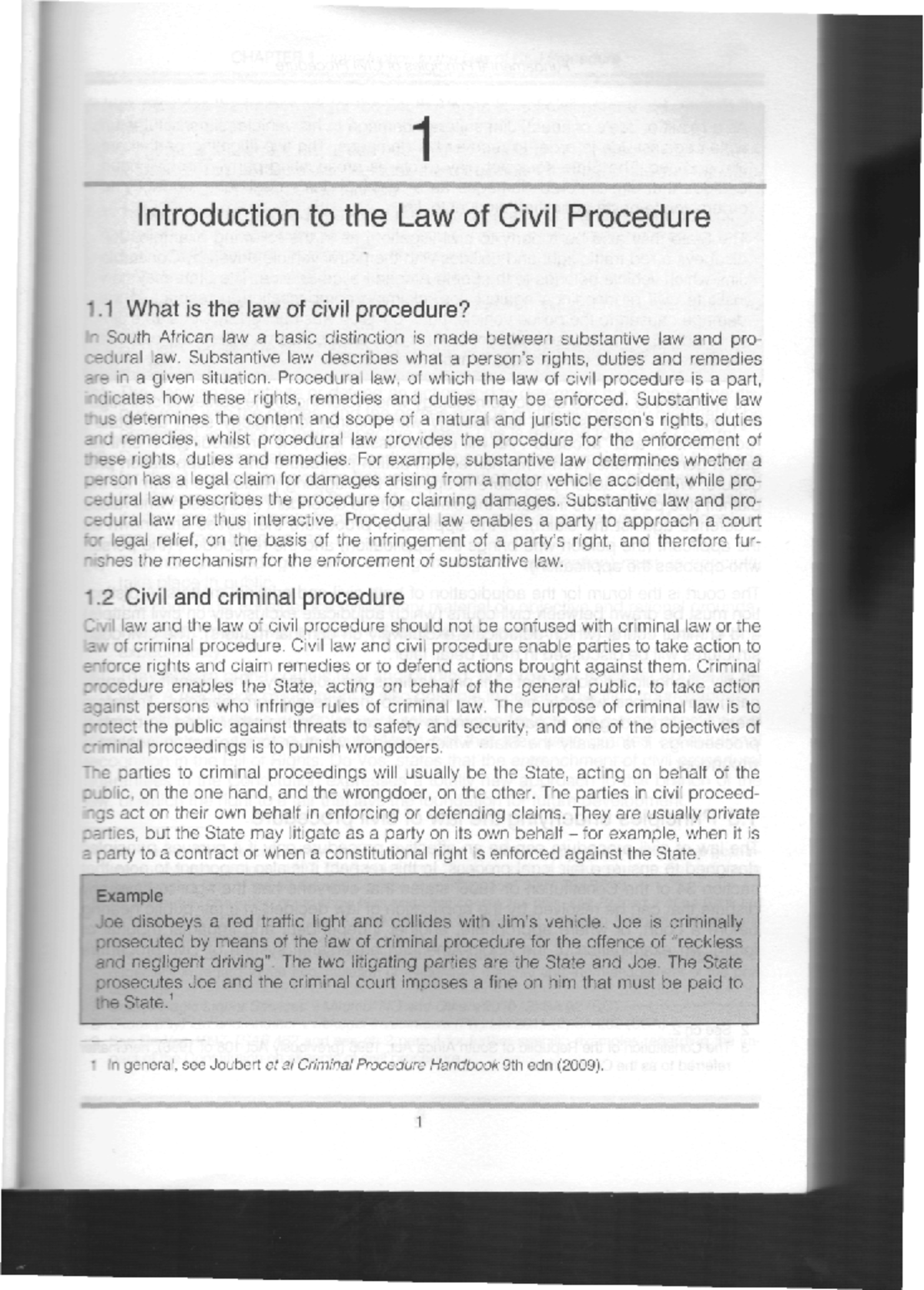 Chapter 1 - 1 Introduction to the Law of Civil Procedure 1 What is the ...
