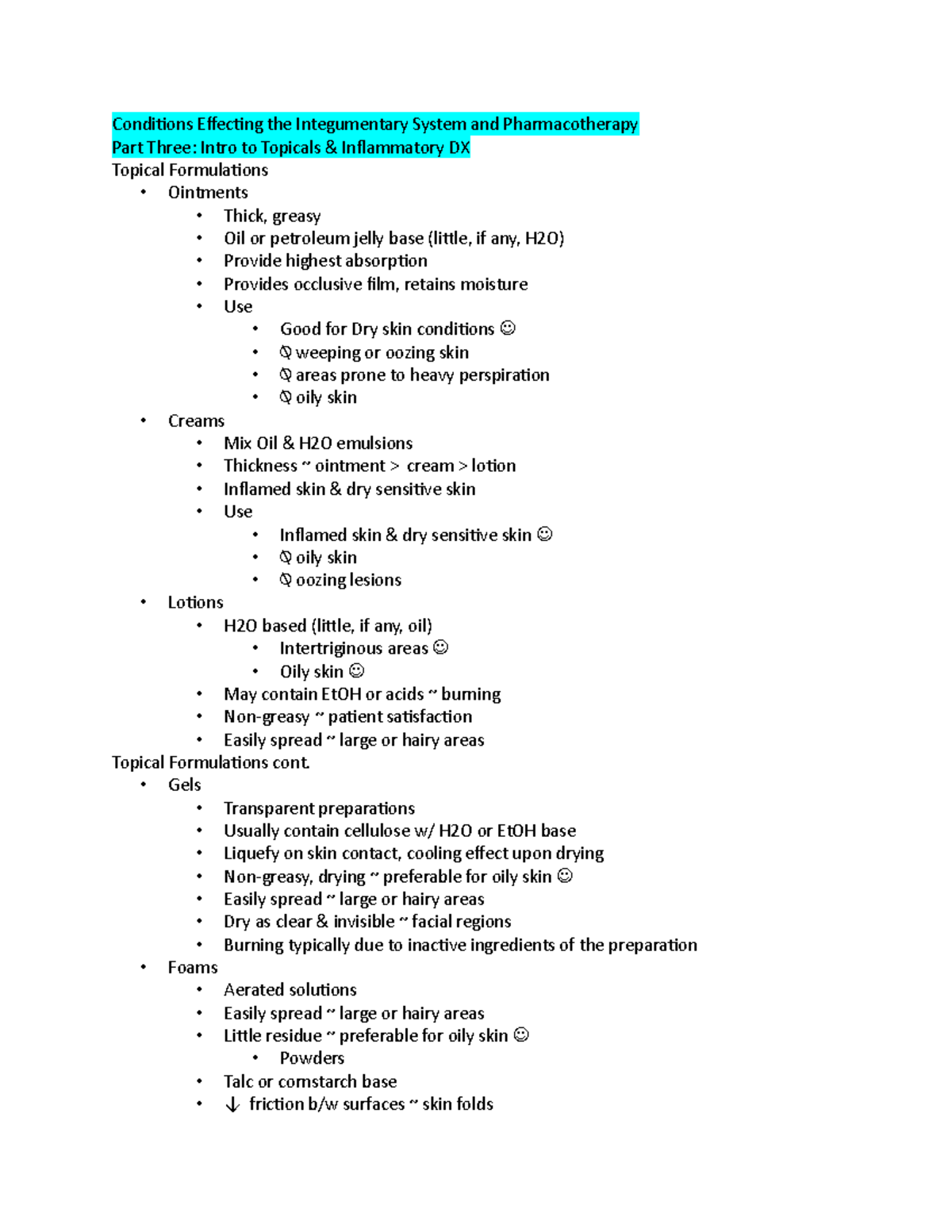 Patho Pharm II Module 7 - Lecture notes Lecture 7 - Conditions ...