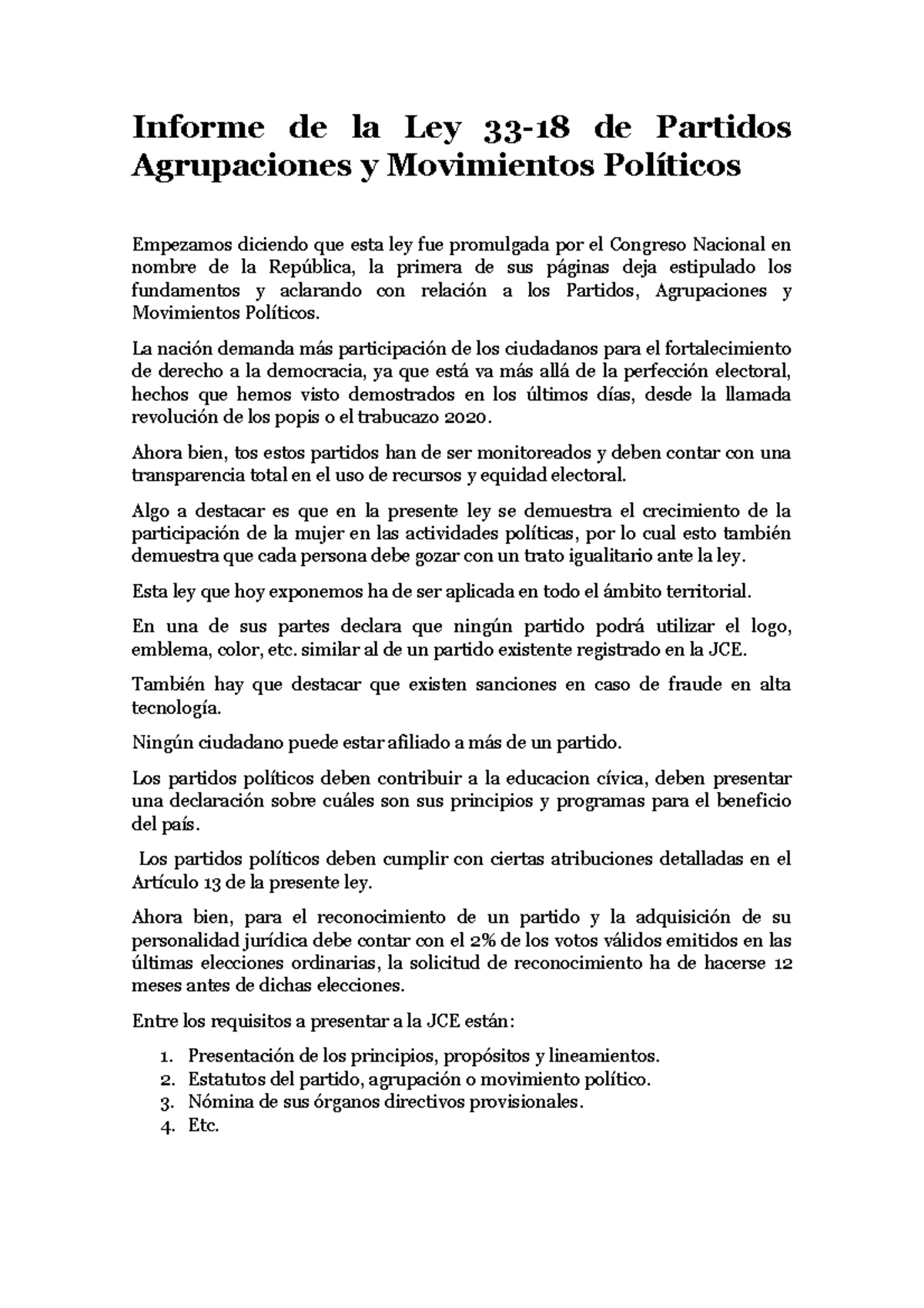 Informe de la Ley 33-18 - La nación demanda más participación de los ...