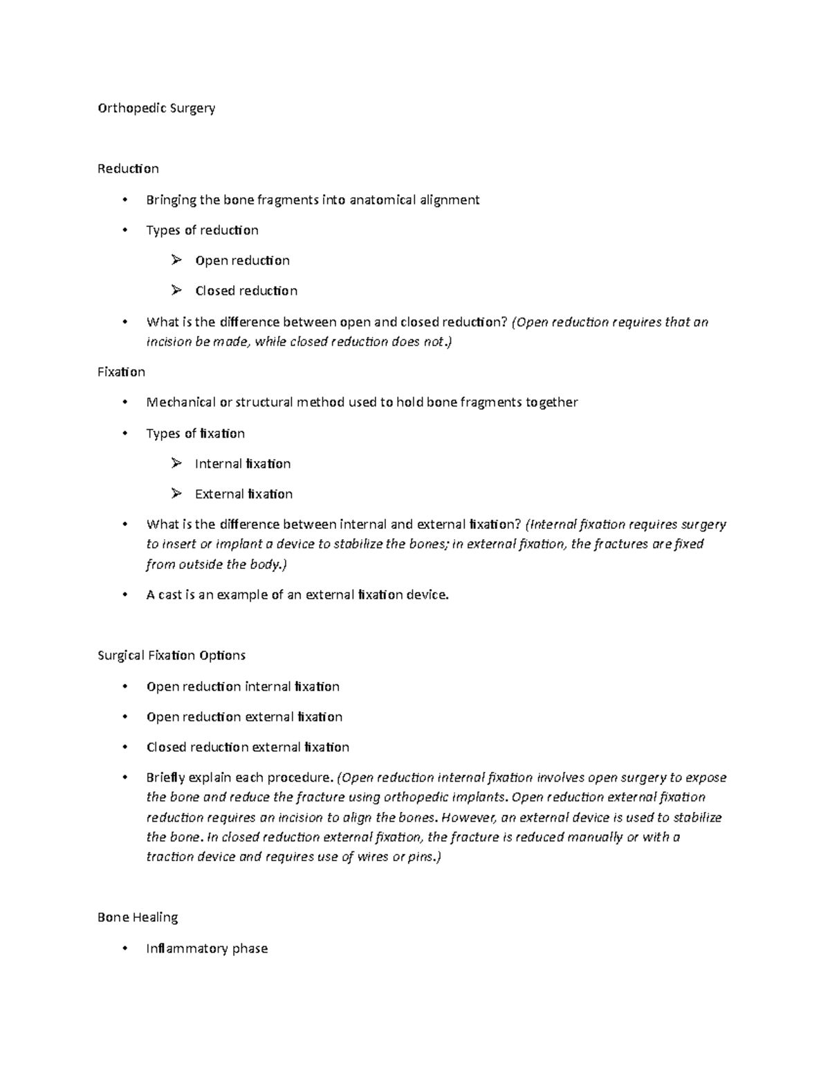 Lecture Notes 11 - Orthopedic Surgery Reduction - Bringing the bone ...