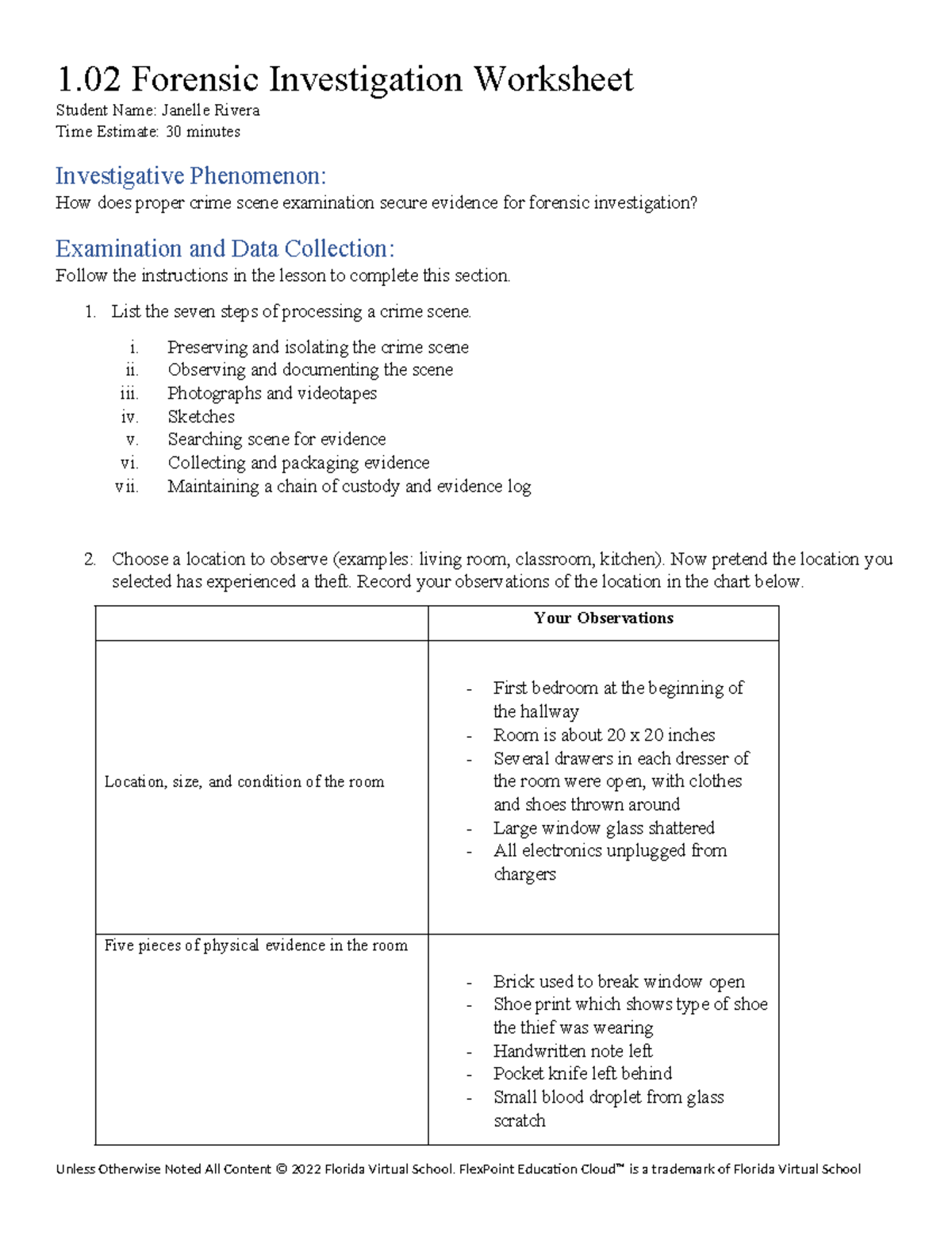 1.02 Forensic Investigation Worksheet - 1 Forensic Investigation ...