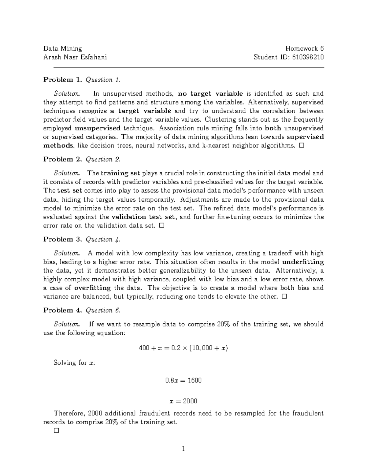 HW6 610398210 - sdfasdf - Data Mining Homework 6 Arash Nasr Esfahani Student ID: 610398210 ...