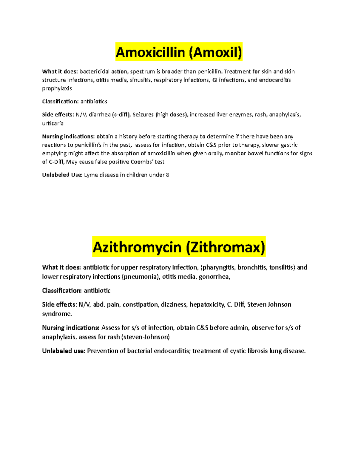 pediatric pharmacology and Dosage flashcards - Amoxicillin (Amoxil ...
