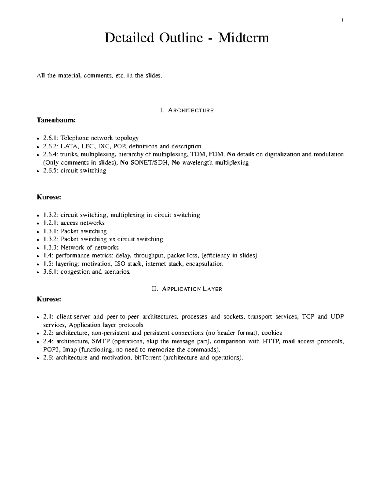 Midterm outline for students. - 1 Detailed Outline - Midterm All the ...