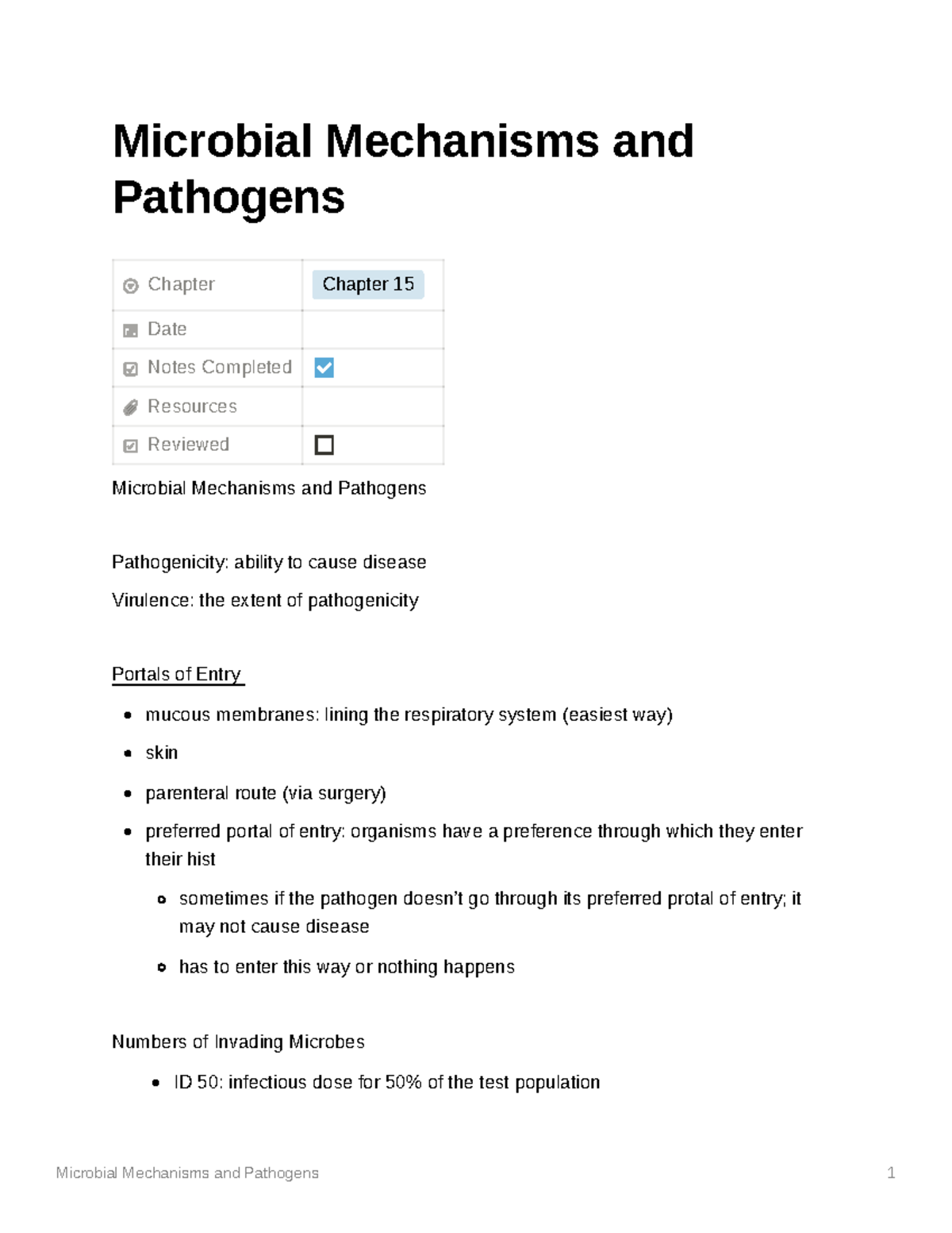 Microbial Mechanisms and Pathogens - Microbial Mechanisms and Pathogens Chapter Chapter 15 Date ...