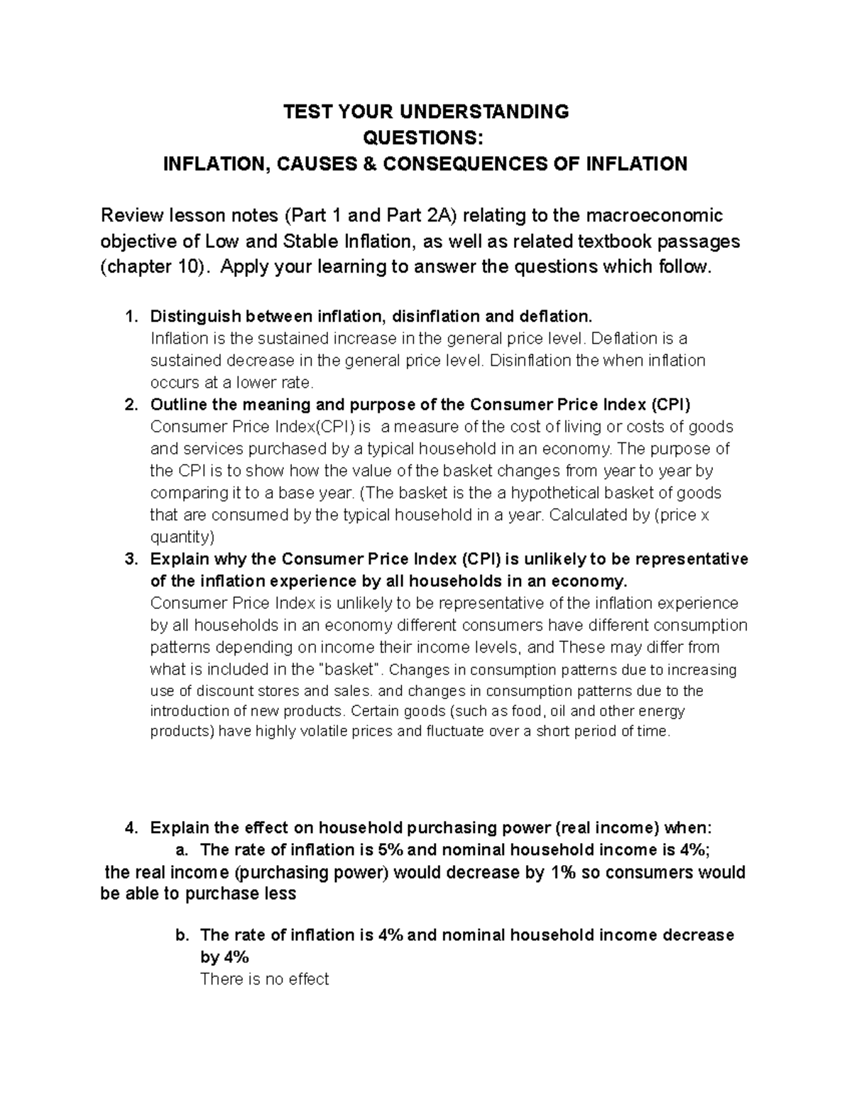 SC Questions on Inflation in microeconomics - TEST YOUR UNDERSTANDING ...