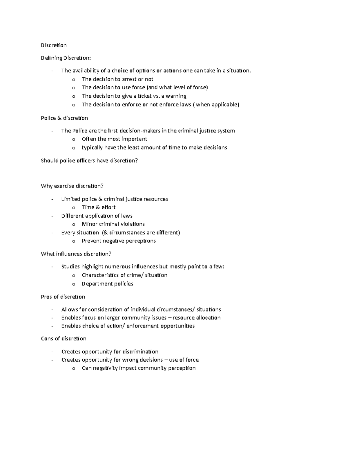 Discretion - Discretion Defining Discretion: - The availability of a ...