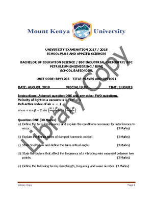 BIT 2205 - Object Oriented Programming 2 PAST Papers - Information ...