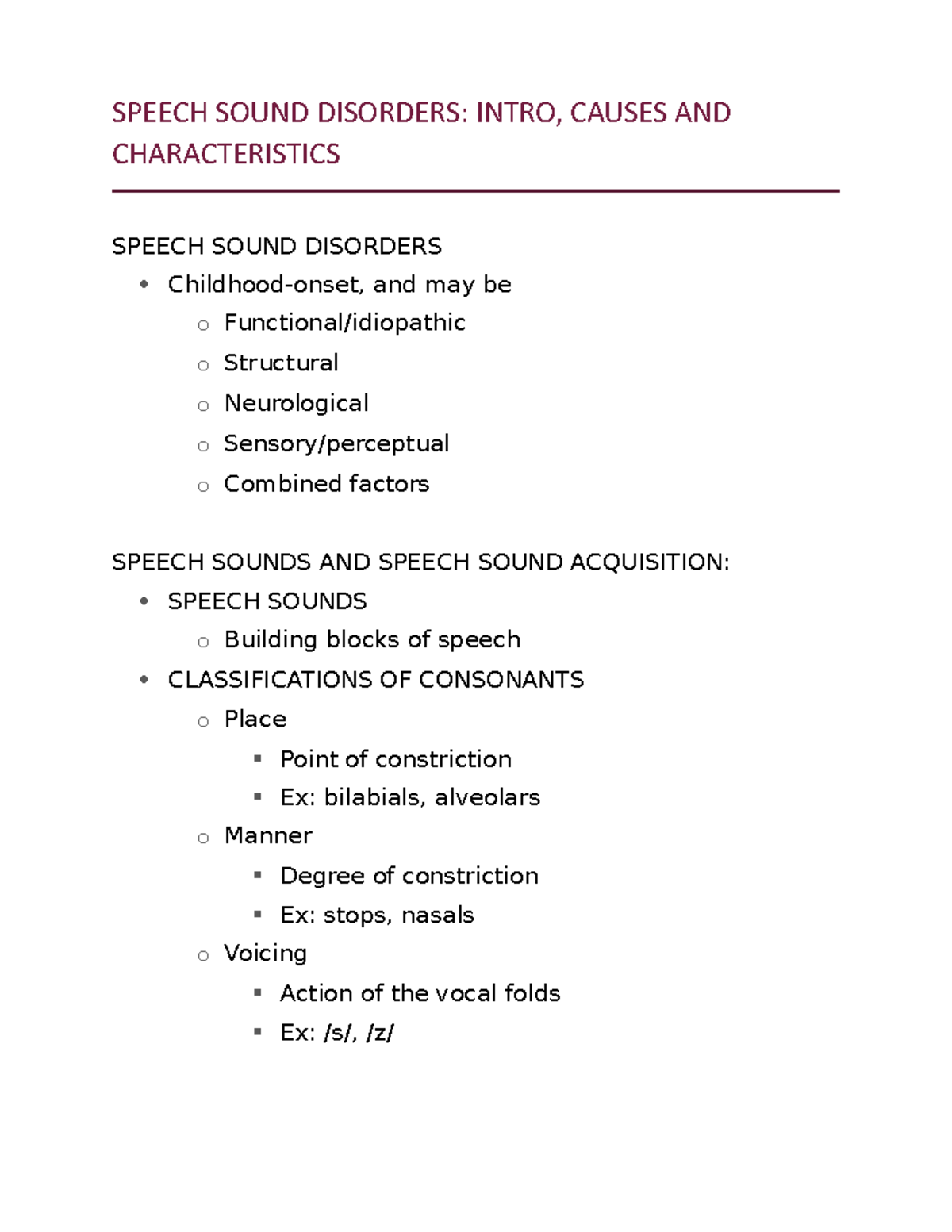 Speech Sound Disorders - SPEECH SOUND DISORDERS: INTRO, CAUSES AND ...