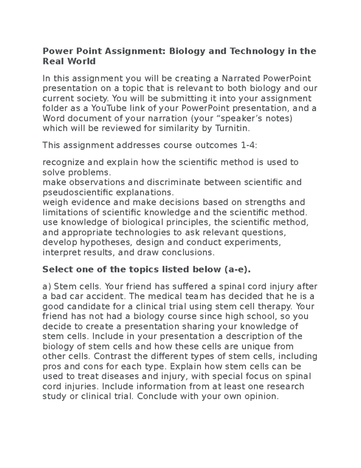 Power Point Assignment(what to do) - Power Point Assignment: Biology ...