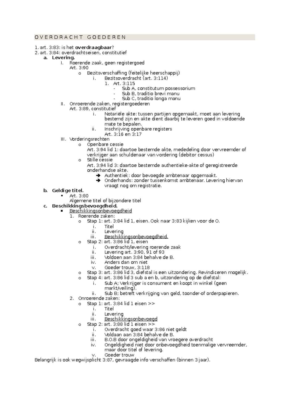 Schema probleem. 6, 7 en 8 - O V E R D R A C H T G O E D E R E N art. 3 ...