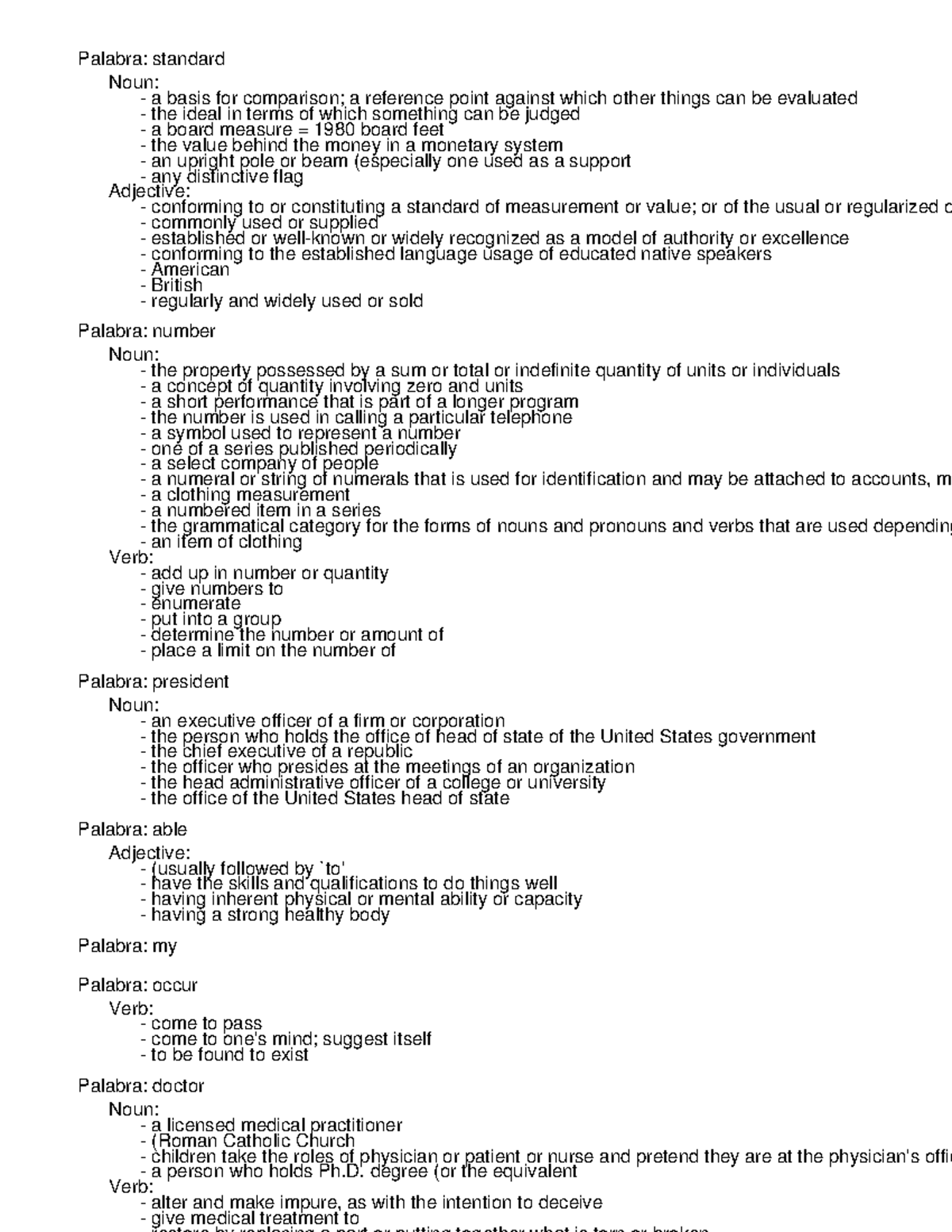 Definicion save - Resumen ingles l - Palabra: standard Noun: - a basis ...